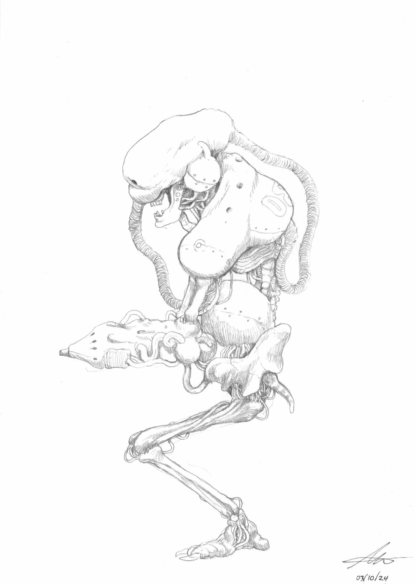 "Godhusk" original artwork study #1 by Plastiboo – www.hollow-press.net