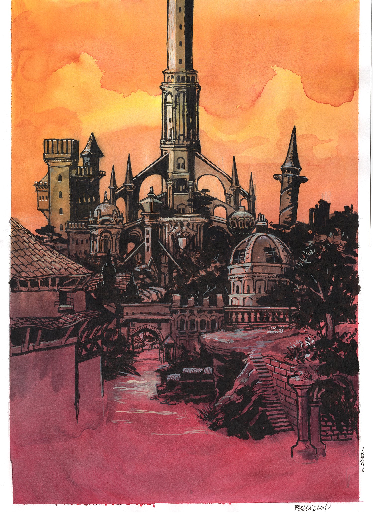 Leyre original artwork - rovine di Nira – www.hollow-press.net